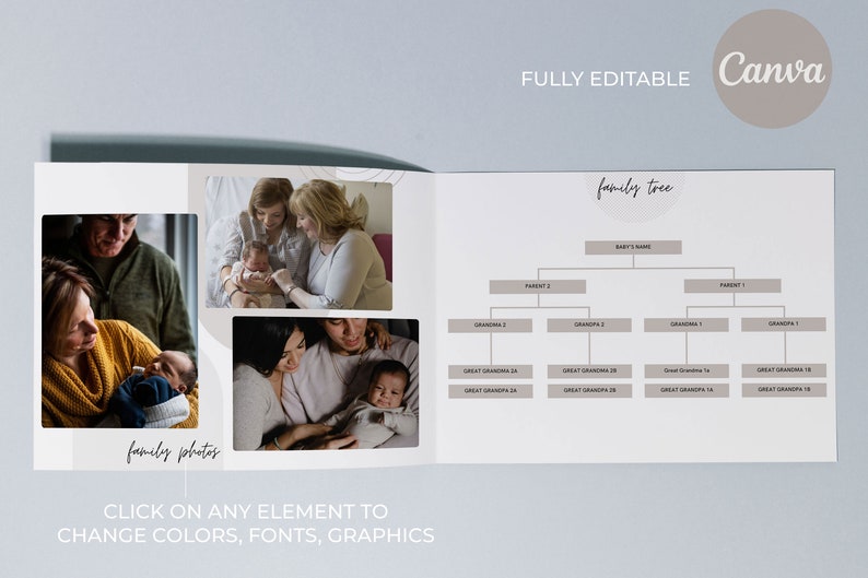 Digital Baby Book Template: Neutral Arches | Printable First Year Baby ...