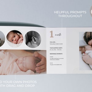 Digital Baby Book Template: Neutral Arches | Printable First Year Baby ...