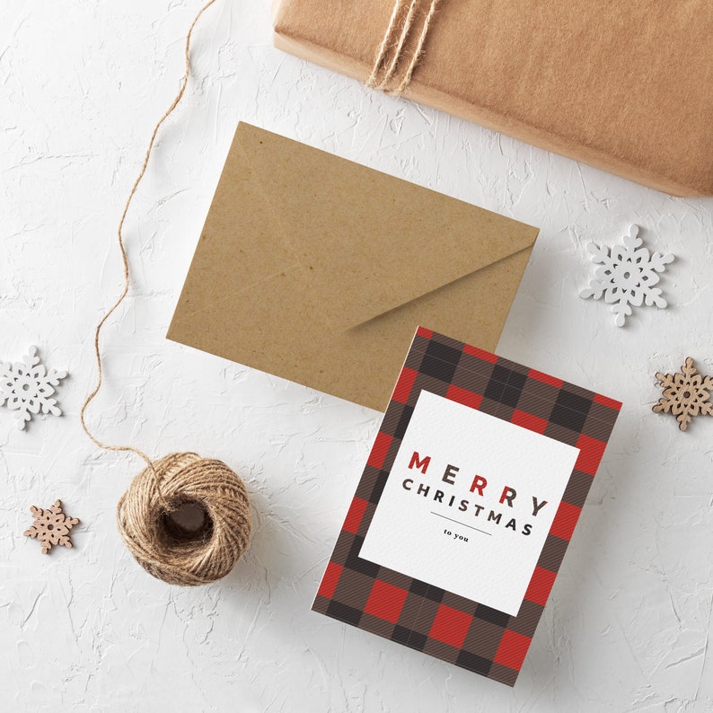 Buffalo Check Christmas Card Set of 10 Buffalo Check Holiday | Etsy