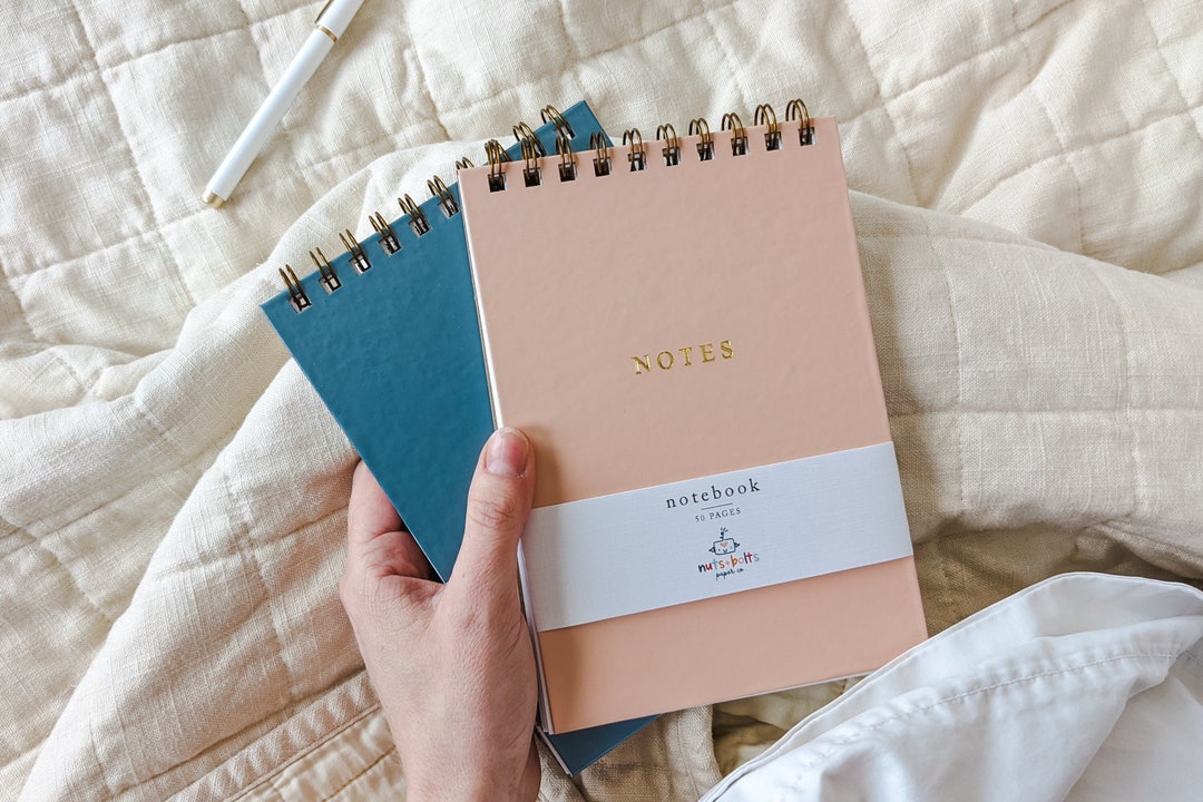 Notebook: "notes" Gold Foil Stamped Journal | Wire Bound Spiral ...