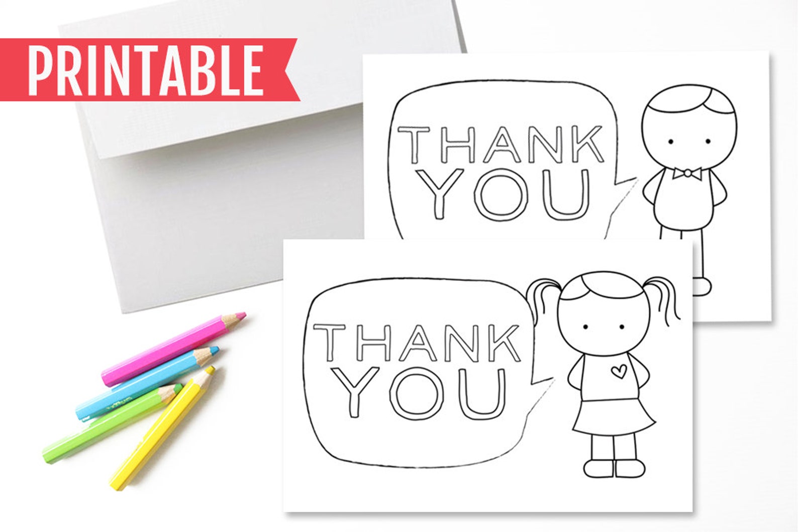 Fill-in-the-blank Printable Thank You Cards for Kids // Fill - Etsy