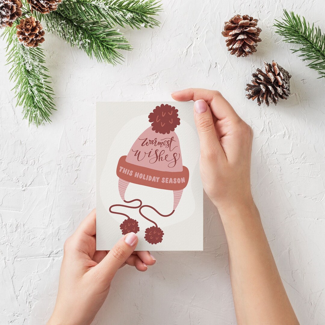 Cozy Christmas Knit Hat Card Boxed Set of 10 or 25 | Winter Handmade ...