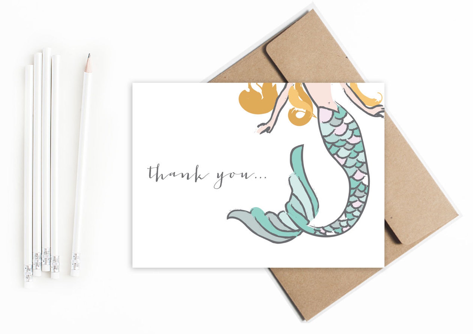 Mermaid Thank You Cards. Mermaid Theme Thank You Notes. Birthday Thank ...