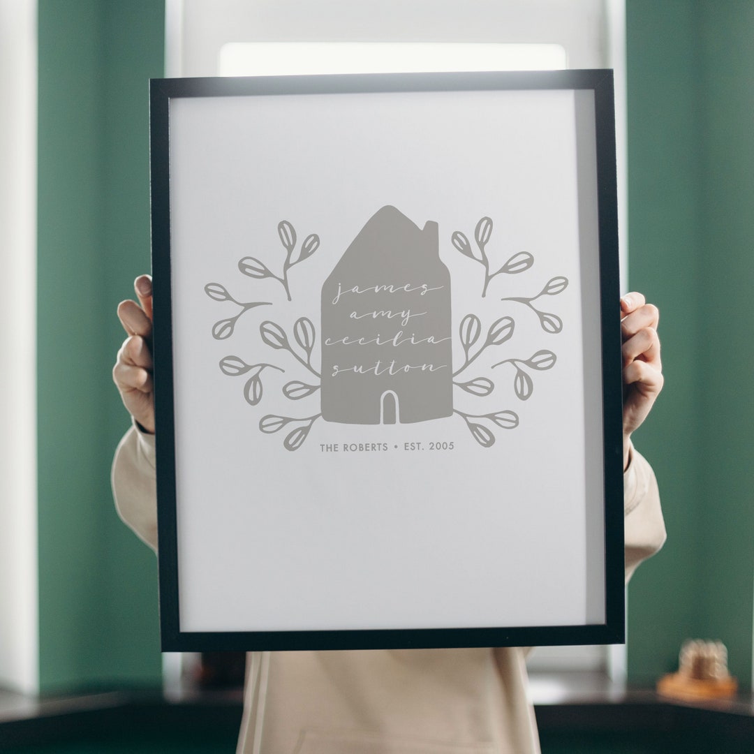Personalized Family Home Art Print | Moving New Home With Family Names ...