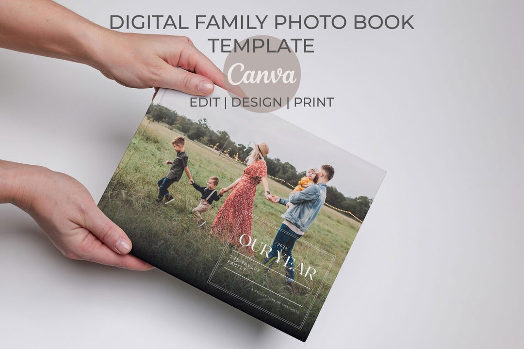 Digital Family Photo Book Template: Minimalist Label | Printable Family ...