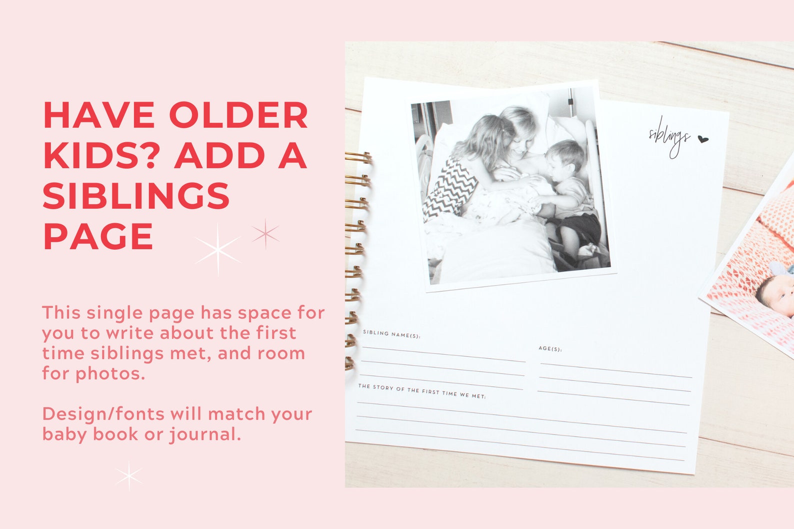 Sibling(s) Page // All Baby Book Styles - Etsy
