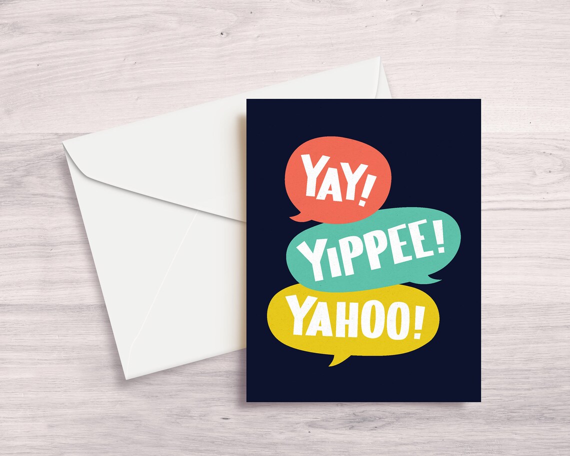 Yay Yippee Yahoo Greeting Card Congrats Birthday Good - Etsy