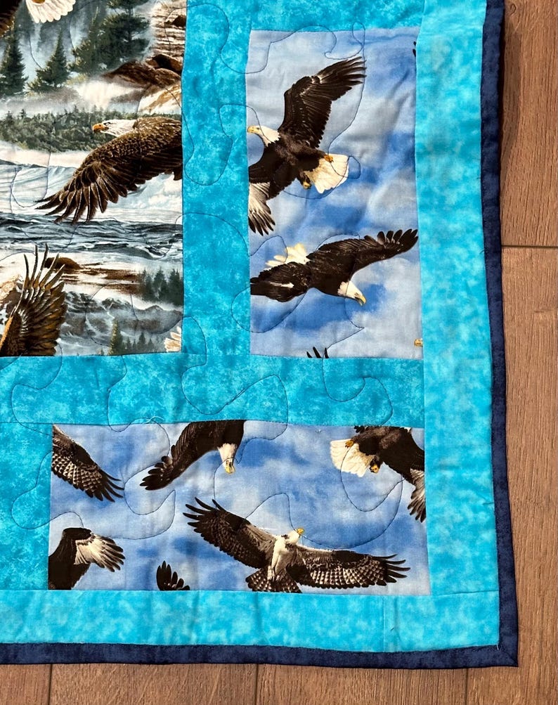 Bald Eagle Quilted Blanket: Eagles in Flight Design (64x60) - Etsy