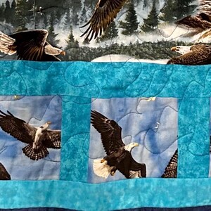 Bald Eagle Quilted Blanket, Eagles in Flight Quilt With an Eagle Border ...