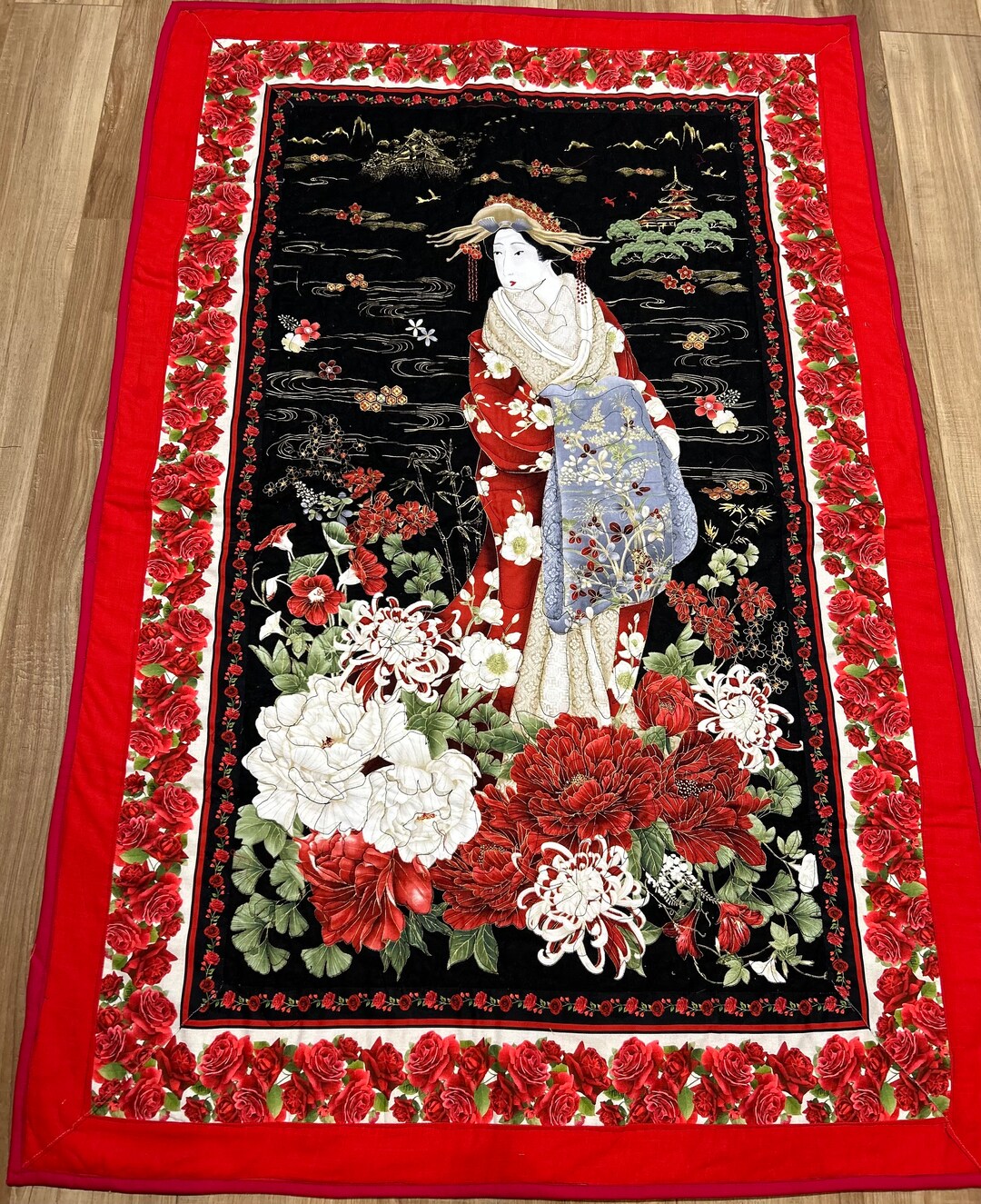 Handmade Quilt, Geisha Quilt, Japanese Themed Quilt, Lap Quilt ...