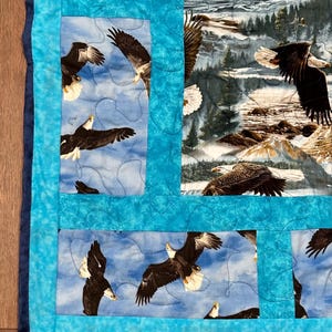 Bald Eagle Quilted Blanket, Eagles in Flight Quilt With an Eagle Border ...