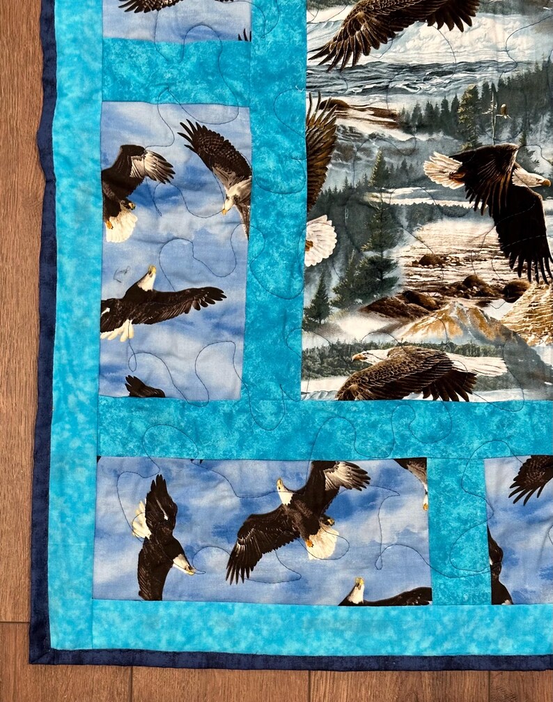 Bald Eagle Quilted Blanket: Eagles in Flight Design (64x60) - Etsy