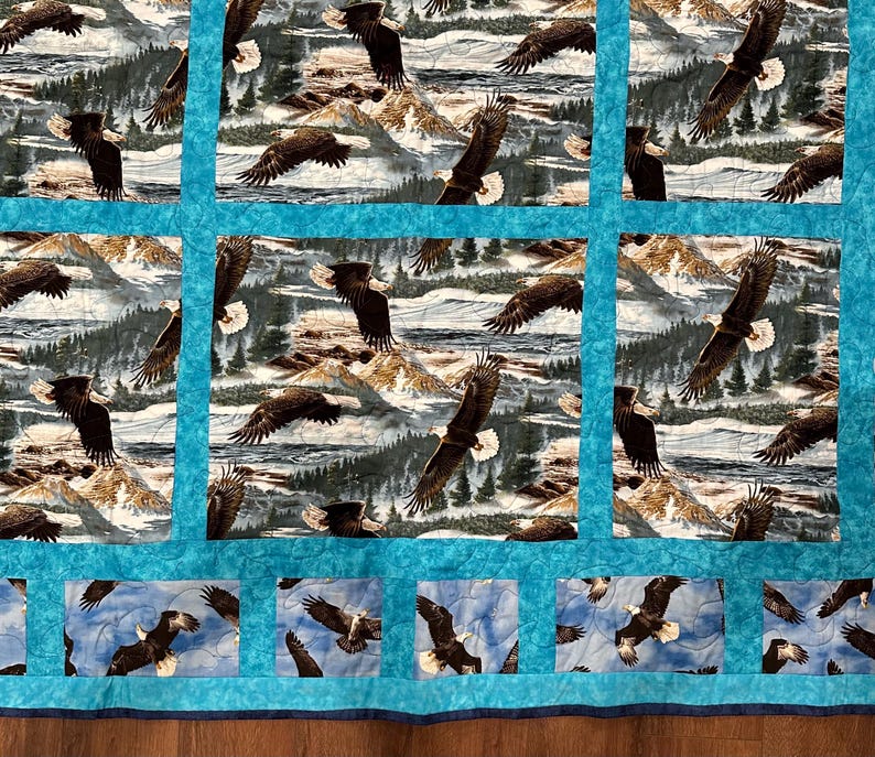 Bald Eagle Quilted Blanket: Eagles in Flight Design (64x60) - Etsy