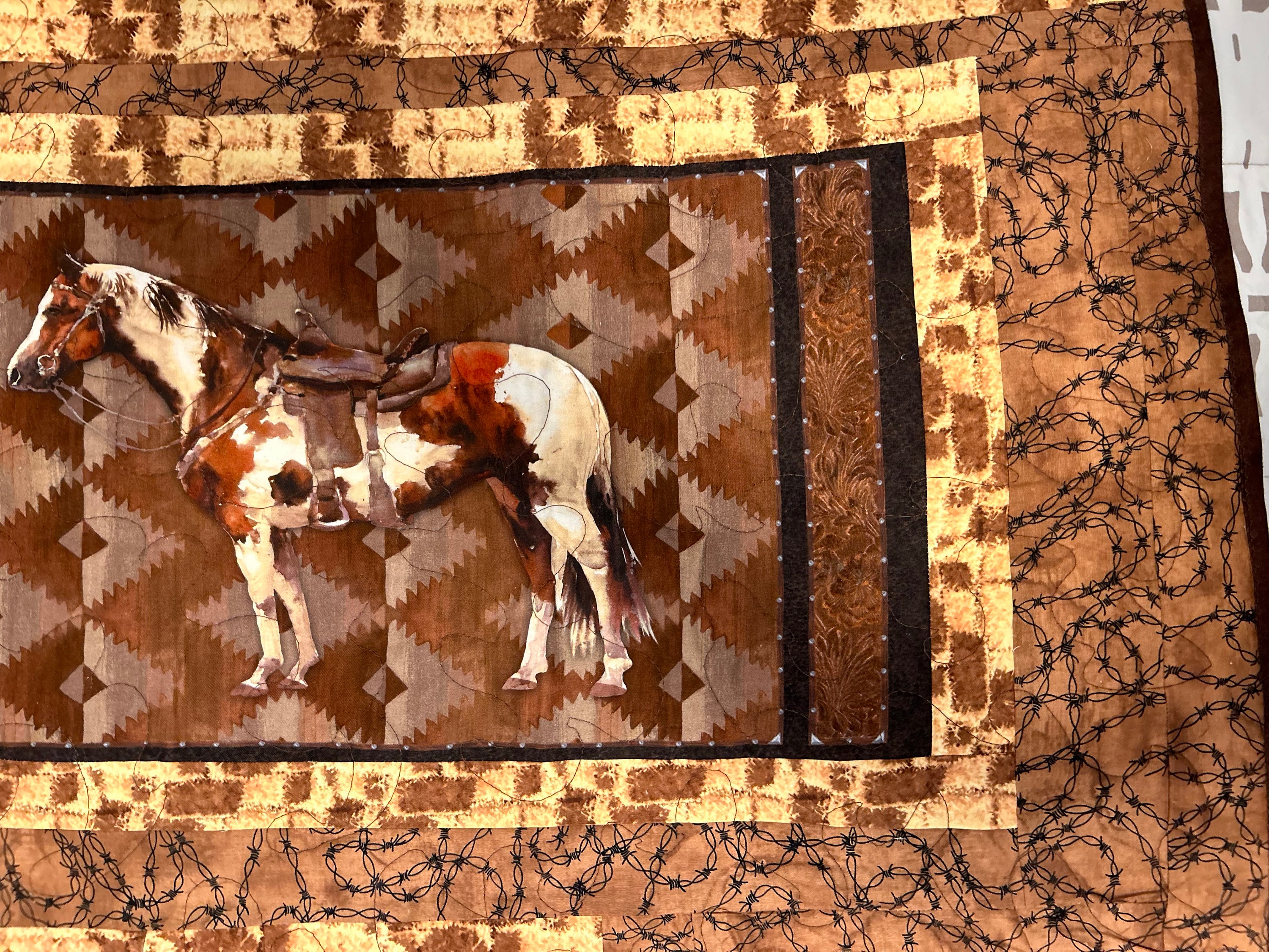 Handmade Quilt, Texas Longhorn Quilt, Painted Pony Quilt, Wall Hanging ...