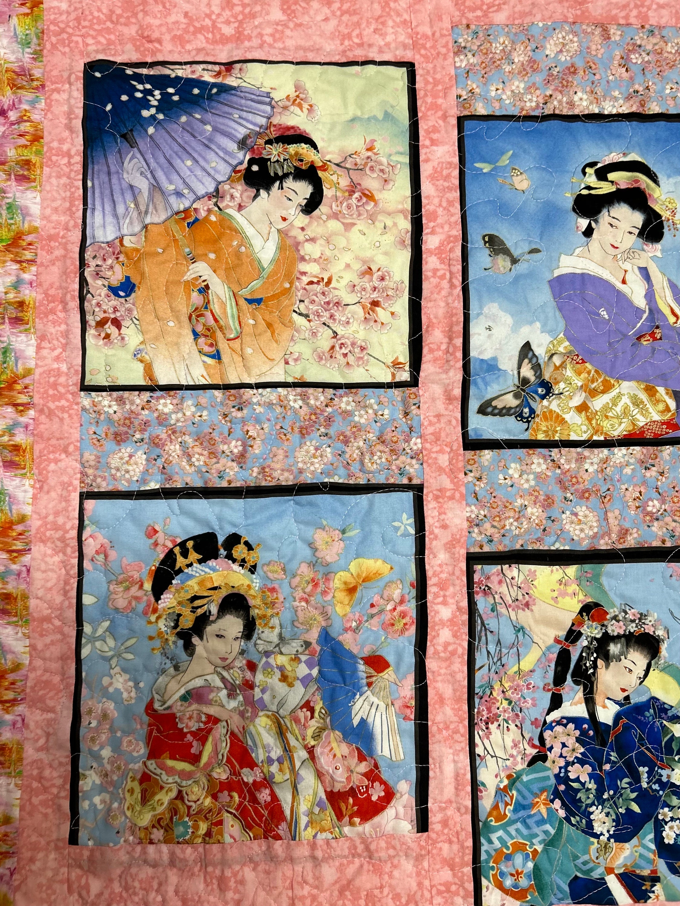 Handmade Quilt, Geisha Quilt, Japanese Themed Quilt, Lap Quilt ...