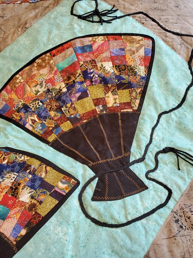 Asian Fan Quilt Traditional Japanese Home Decor Hand Pieced Fabric Wall ...