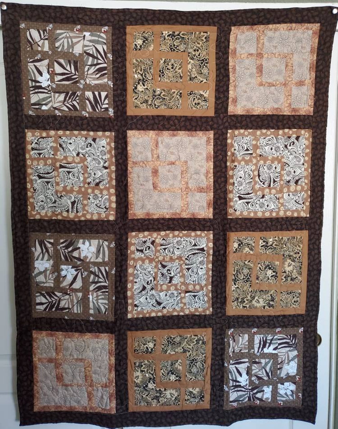 Handmade Quilt, Floral Quilt, Neutral Color Quilt, Lap Quilt, Furniture ...