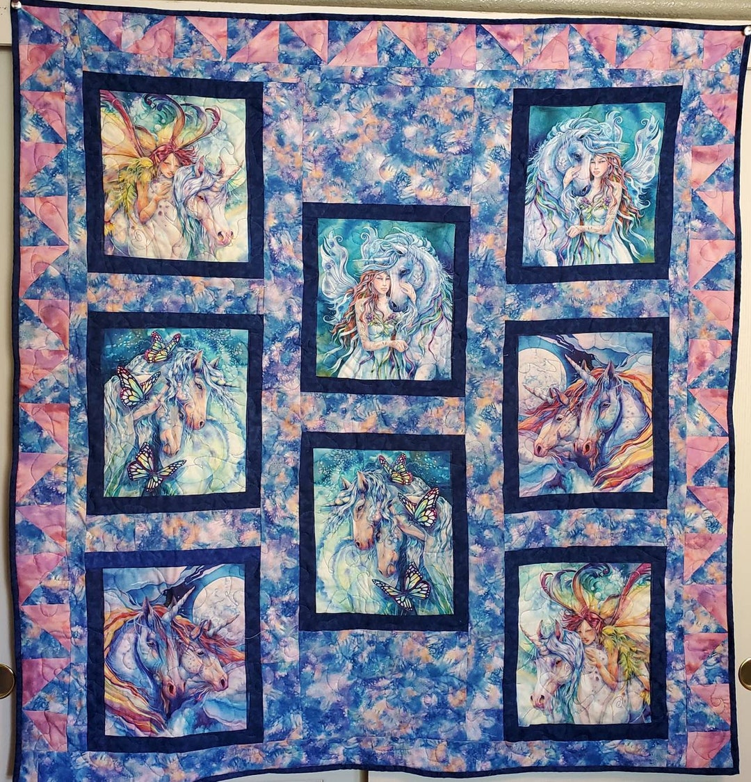 Handmade Quilt, Unicorn and Fairy Quilt, Fantasy Quilt, Wall Hanging ...