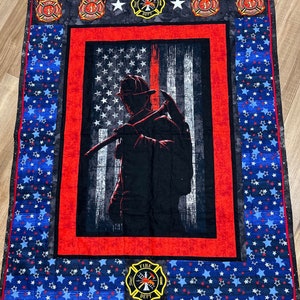 Fireman Quilted Blanket, First Responder Gift-lap Sized Throw or Home ...