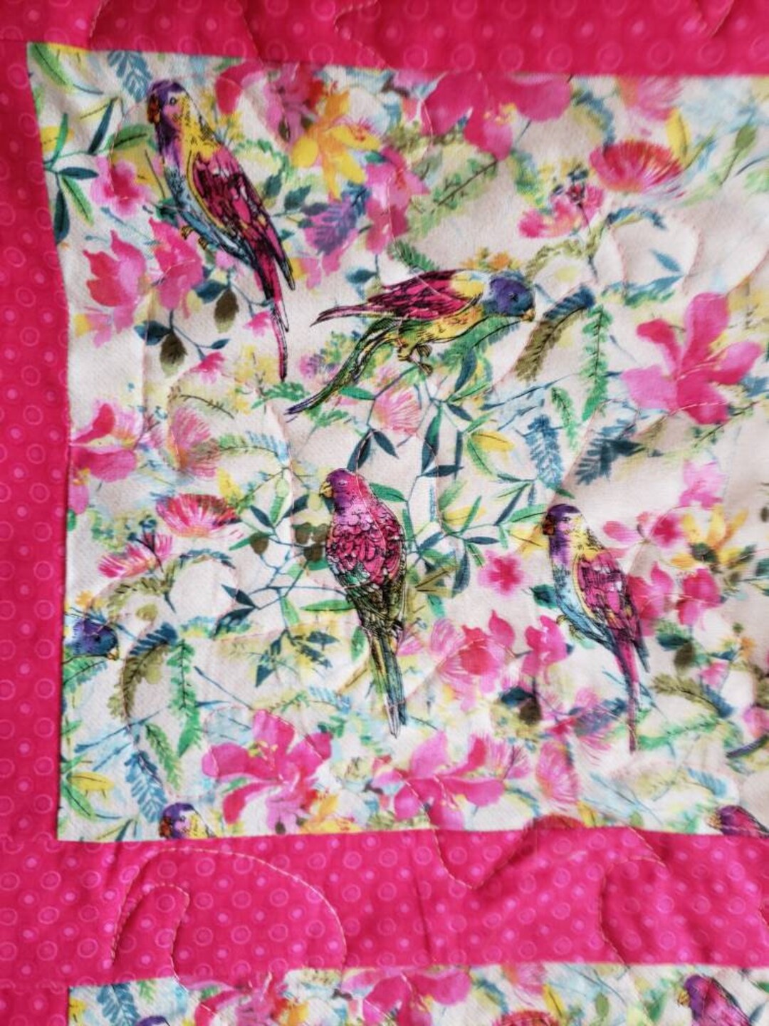 Handmade Quilt Bird Quilt Parrot Quilt Tropical Quilt Lap - Etsy