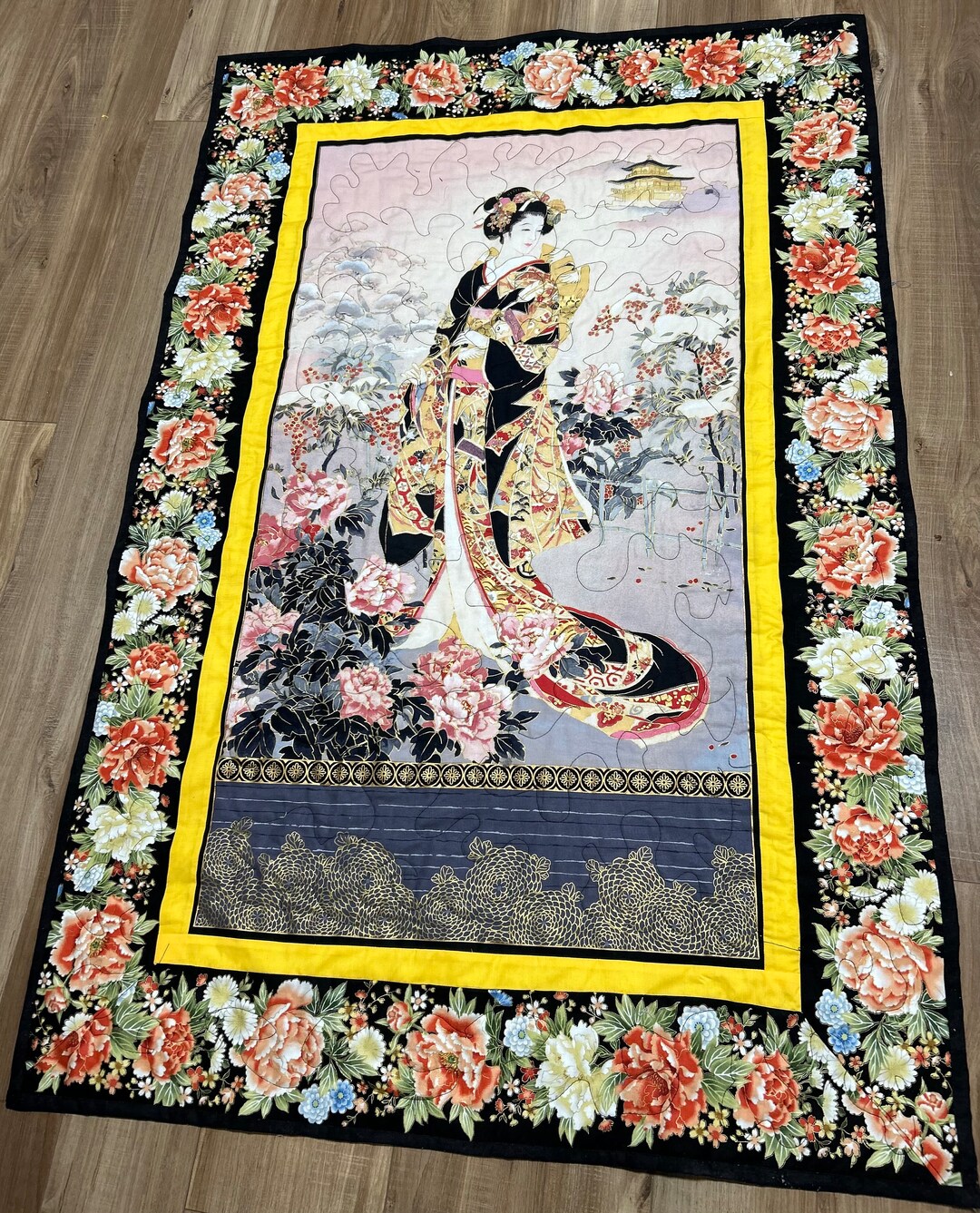 Handmade Quilt, Geisha Quilt, Japanese Themed Quilt, Lap Quilt ...