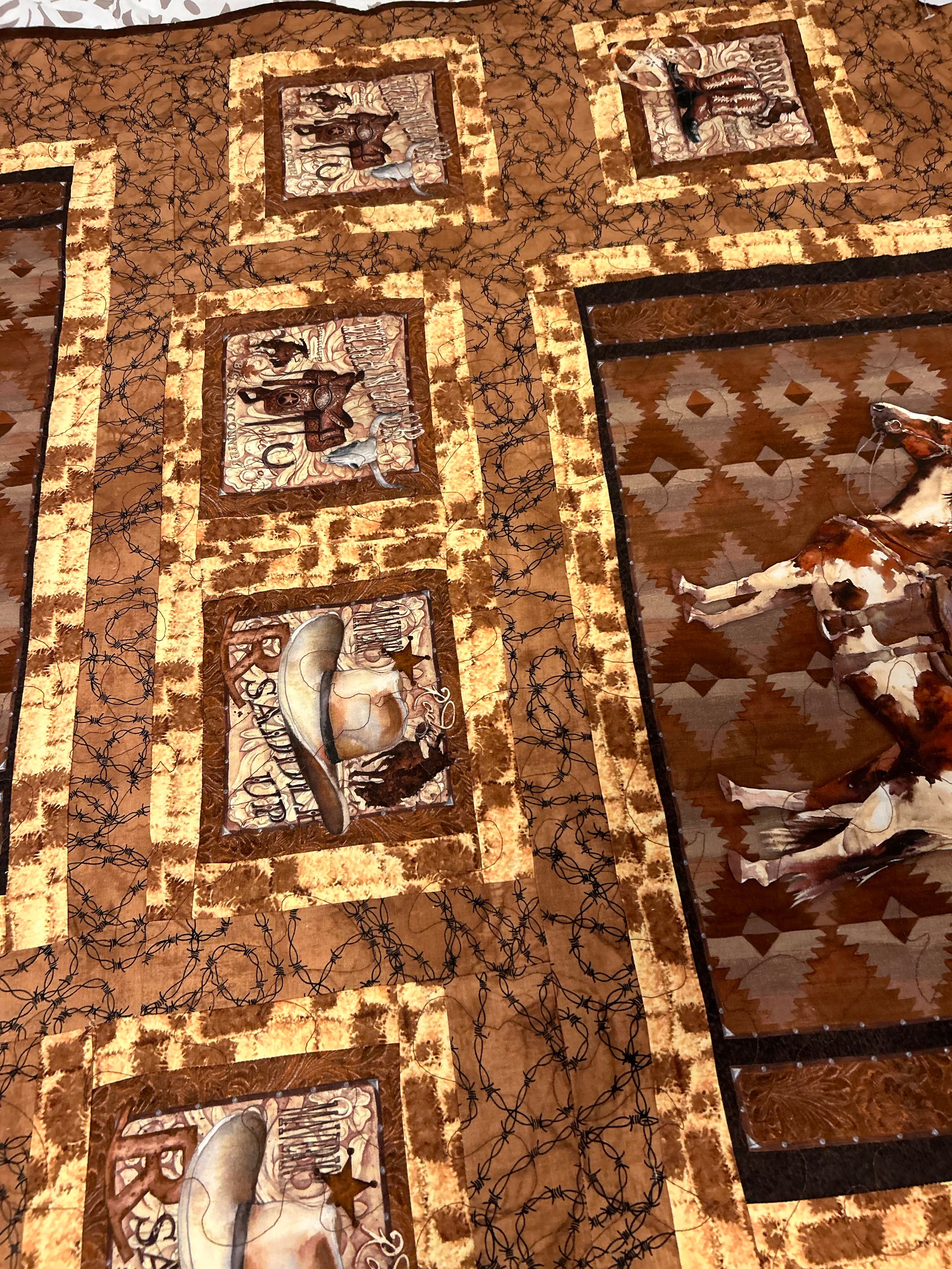 Handmade Quilt, Texas Longhorn Quilt, Painted Pony Quilt, Wall Hanging ...