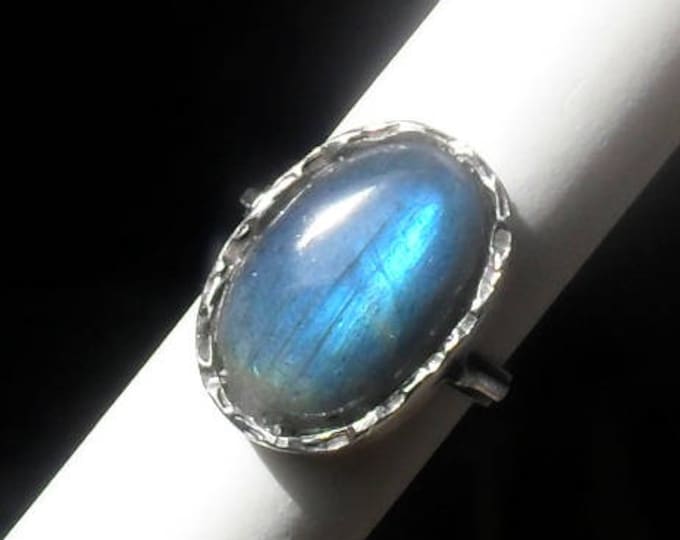 Labradorite Ring, Multi Flash Blue Labradorite Jewelry, Turquoise Flash ...