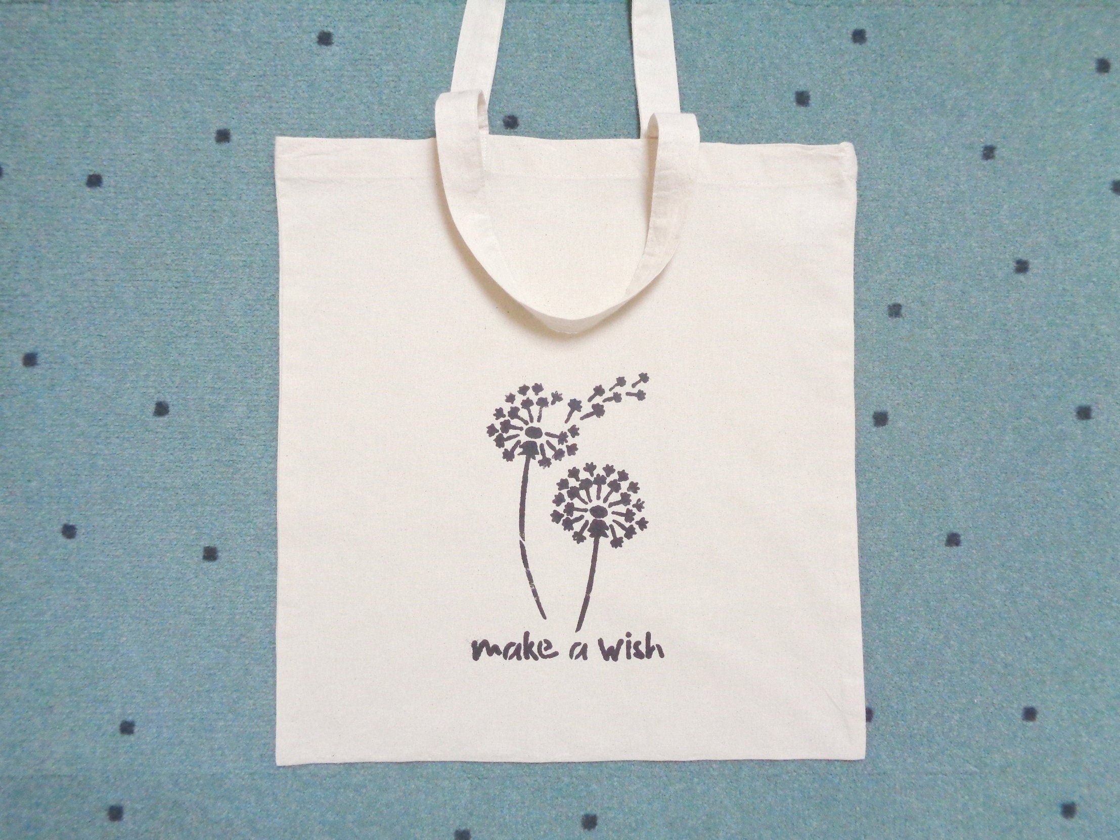 Dandelion Tote Bag Eco-friendly Make a Wish Cotton Shopping Bag Gym Bag ...