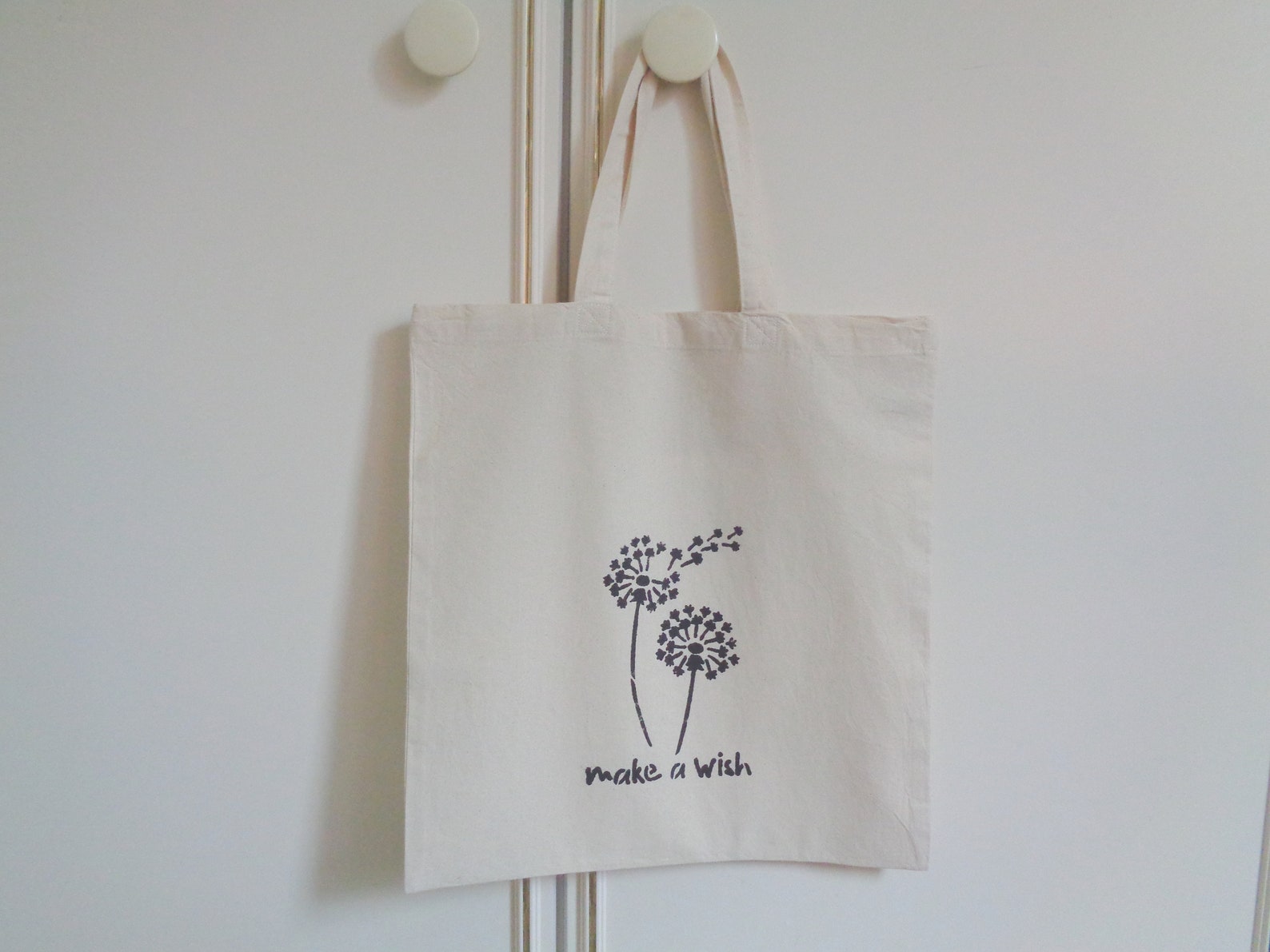 Dandelion Tote Bag Eco-friendly Make a Wish Cotton Shopping Bag Gym Bag ...