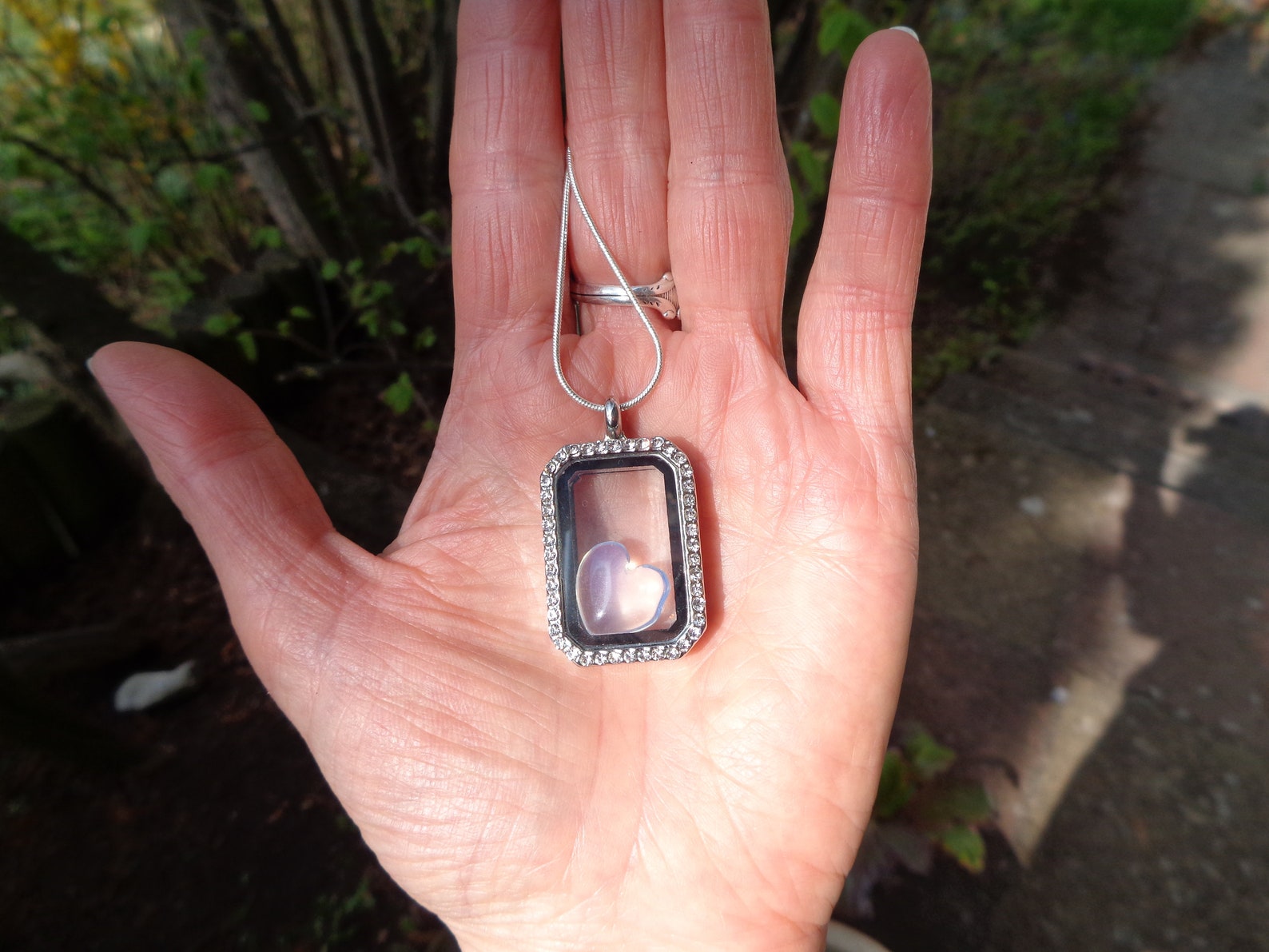 Moonstone Heart Medallion Locket Octagone Sterling Silver | Etsy