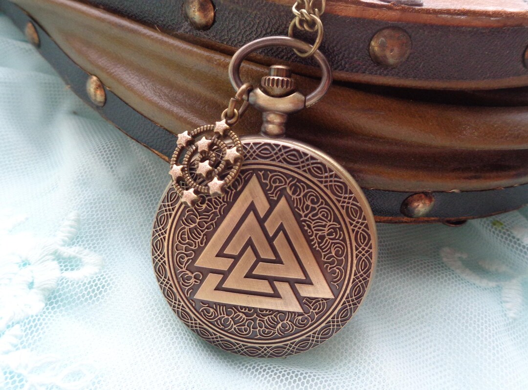 Pendant Watch Necklace Celtic Knot Viking Valknut Pocket Watch Galaxy ...