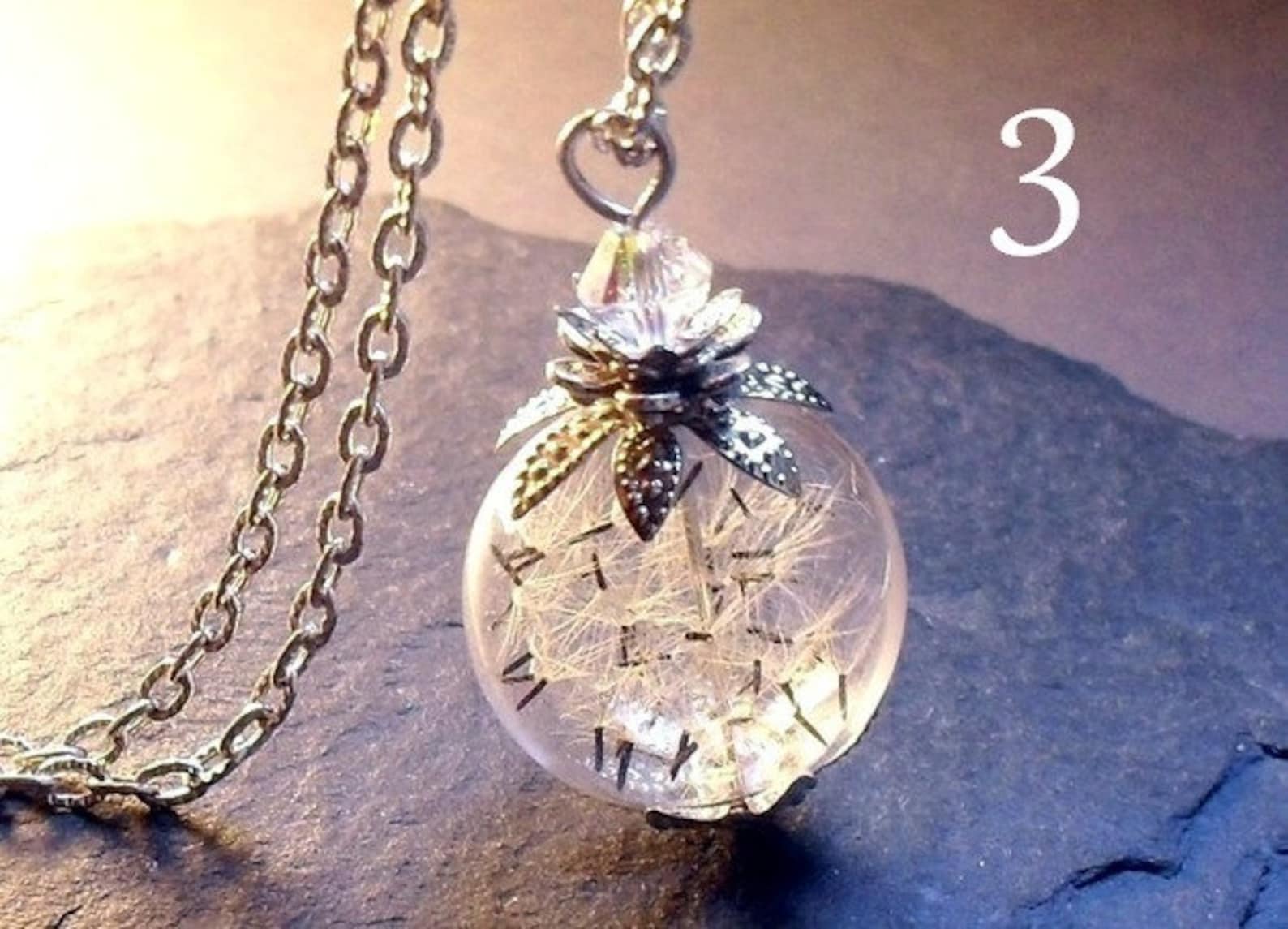 Dandelion Necklace Silver Mini Dandelion Jewelry Botanical Necklace ...