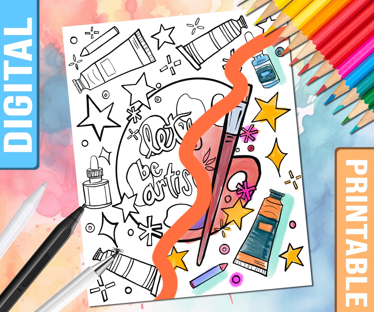 Let’s Be Artists, Coloring Page for Kids, Printable Coloring Pages ...