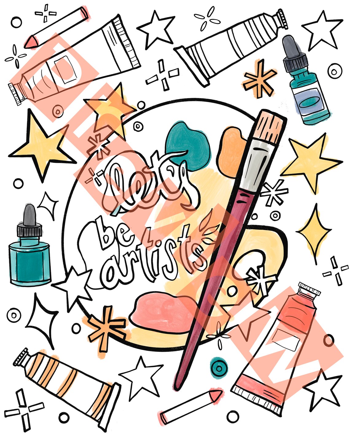 Let’s Be Artists, Coloring Page for Kids, Printable Coloring Pages ...