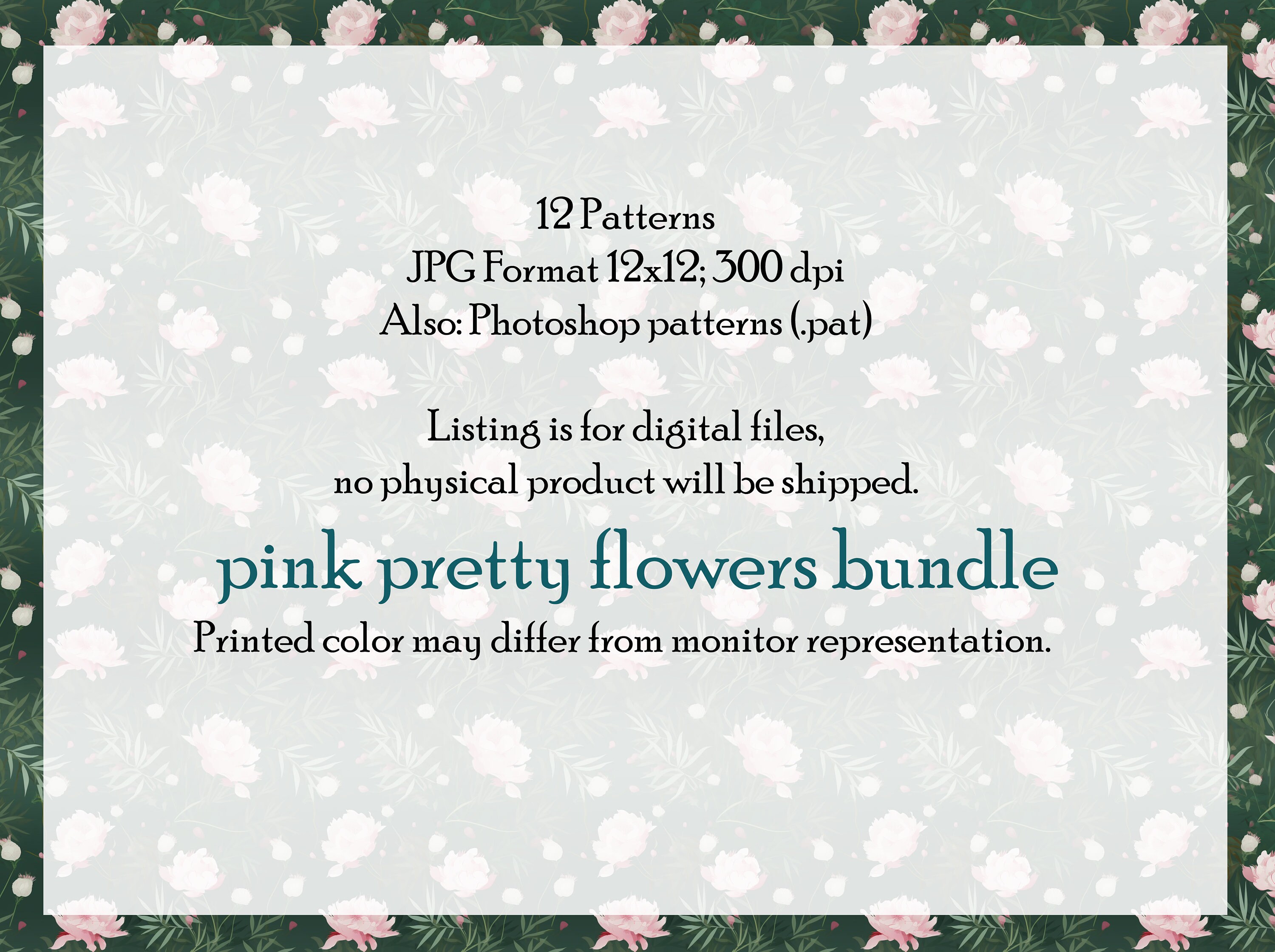 Pretty Pink Flowers Patterns, Seamless Floral Prints, Printable or ...