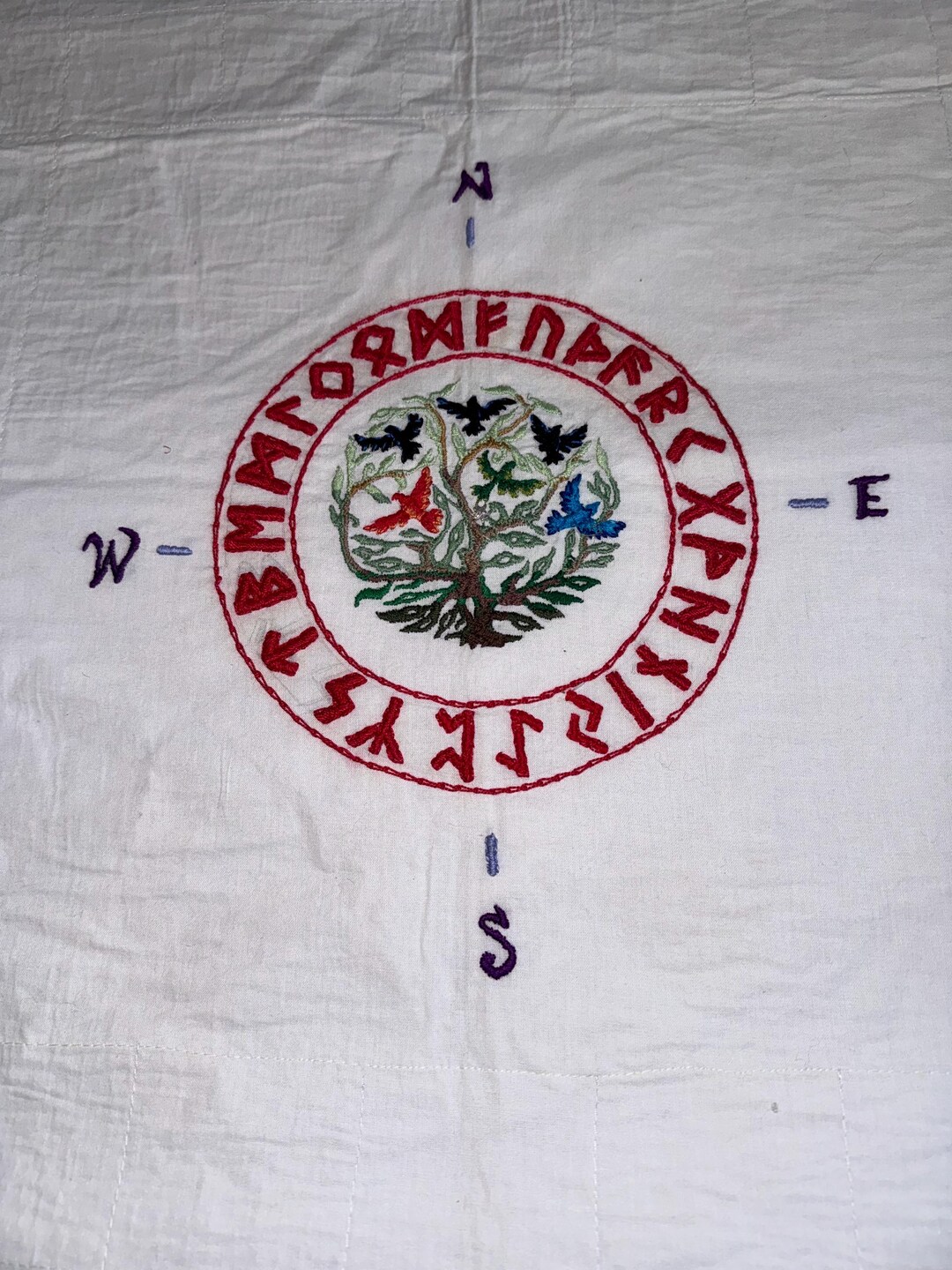 Hand-embroidered Rune Casting Cloth Odins Ravens Taking Flight - Etsy