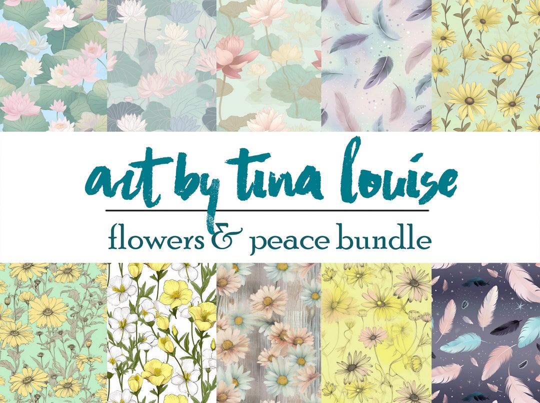 Flowers and Peace Patterns, Seamless Floral Prints, Printable or Ready ...