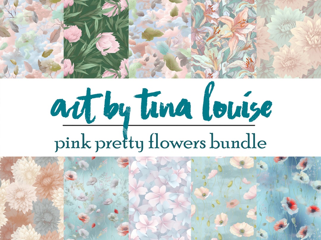 Pretty Pink Flowers Patterns, Seamless Floral Prints, Printable or ...