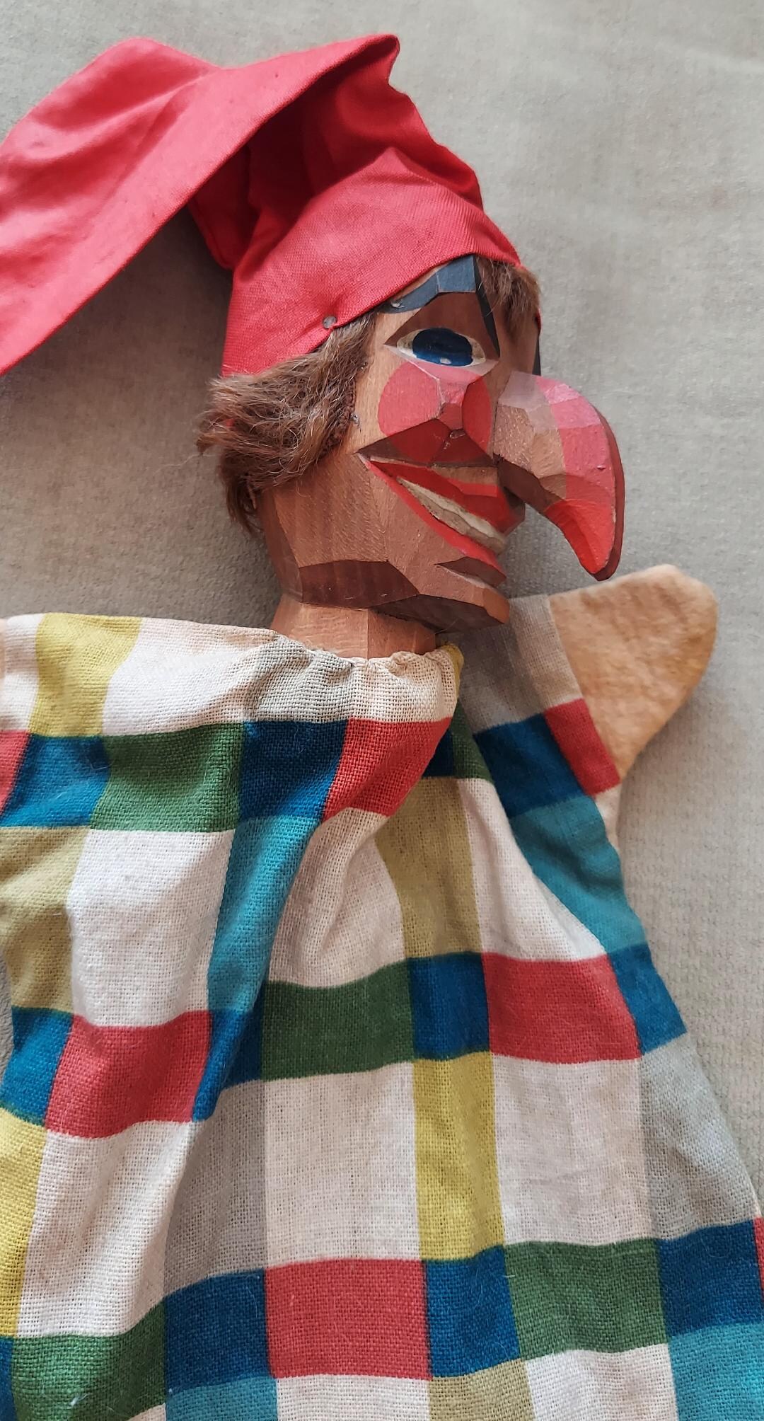 Vintage 1960's Mr. Punch Carved Wooden Head Hand Puppet Made in Germany ...