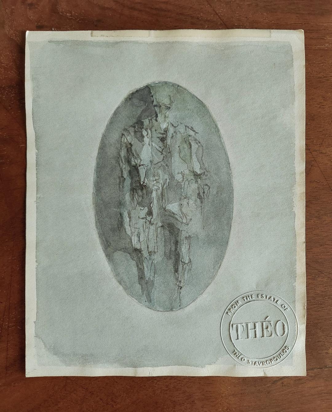 No. 68, Framed Watercolor and Pencil Study by Noted Artist Théo ...