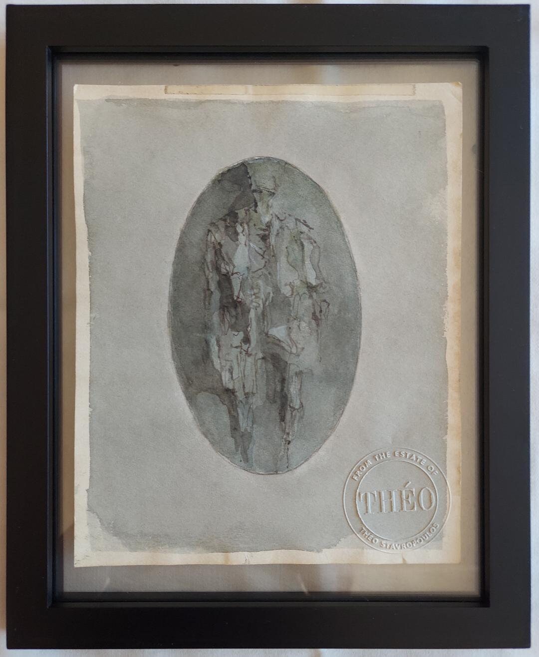 No. 68, Framed Watercolor and Pencil Study by Noted Artist Théo ...