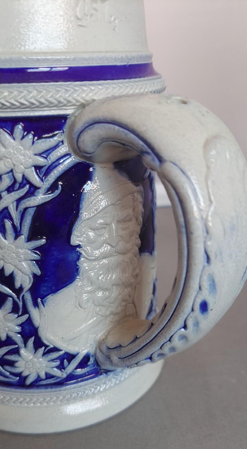 Vintage Cobalt Blue Beer Stein With Portraits of Two Ladies and Two ...