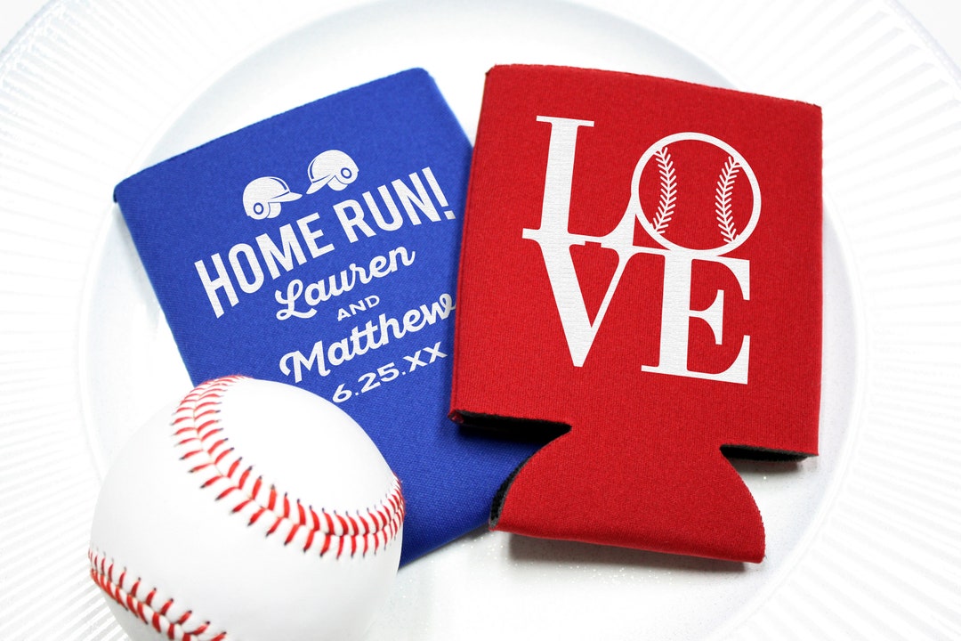 Baseball Wedding Can Coolers, Home Run Can Coolers, Personalized ...