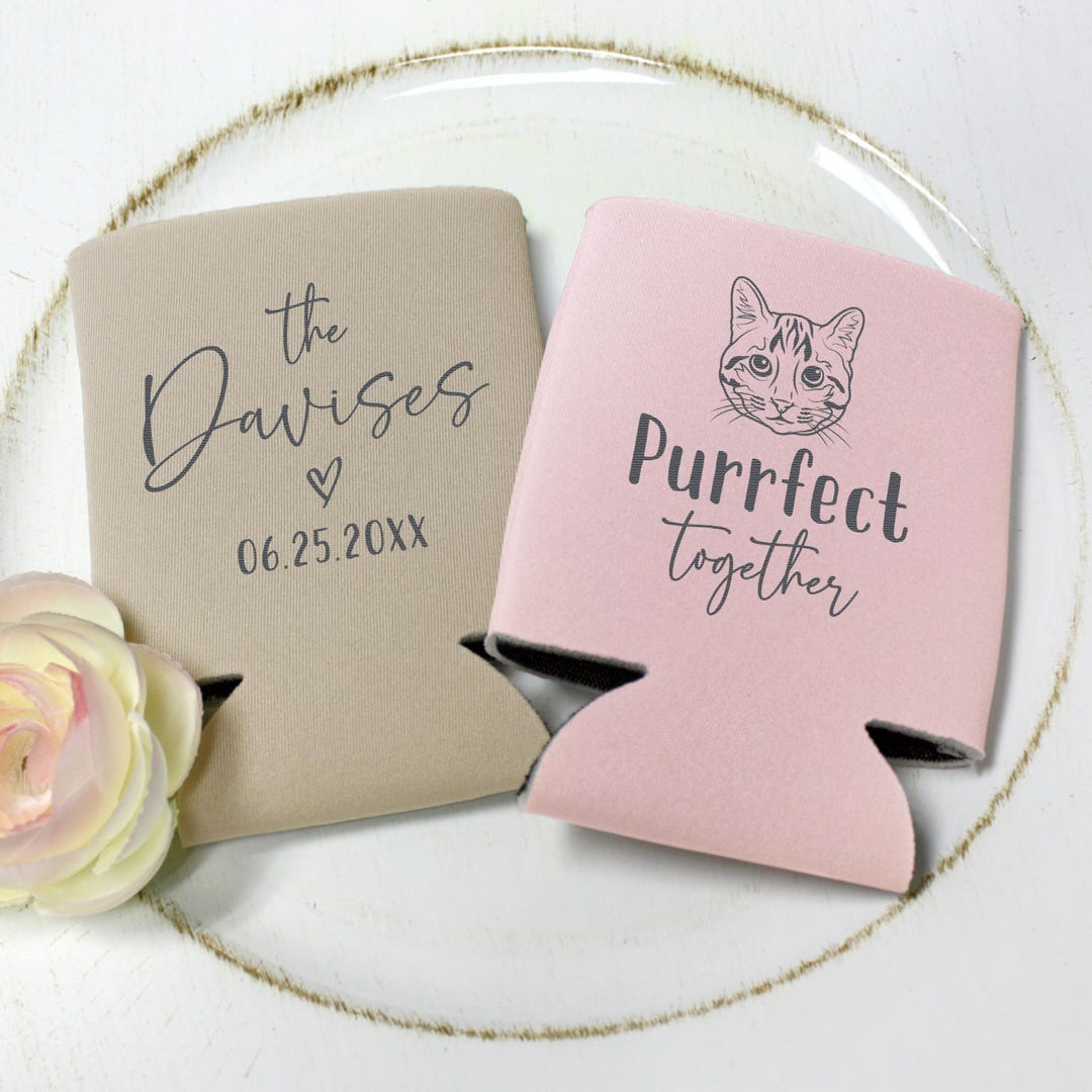 Custom Cat Outline Can Coolers: Purrfect Together Wedding Favors - Etsy