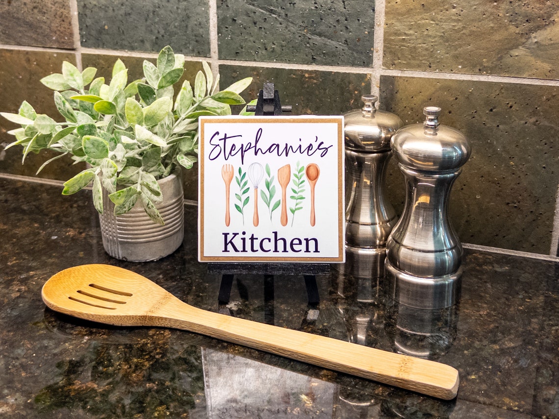 Personalized Kitchen Name Sign, Kitchen Ceramic Tile Sign W/easel ...