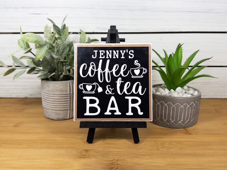 Personalized Coffee & Tea Bar Ceramic Tile Sign With Easel, Coffee and ...