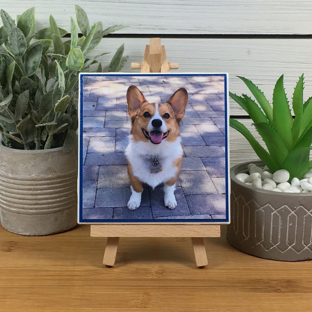 Custom Pet Photo Ceramic Tile Sign With Easel, Personalized Dog, Cat ...