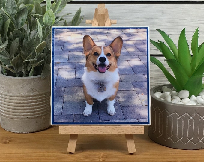 Custom Pet Photo Ceramic Tile Sign With Easel, Personalized Dog, Cat ...