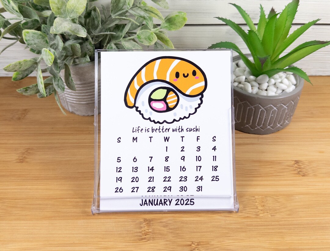 2026 Sushi Desk Calendar, 12 Month Kawaii Japanese Sushi Calendar With ...