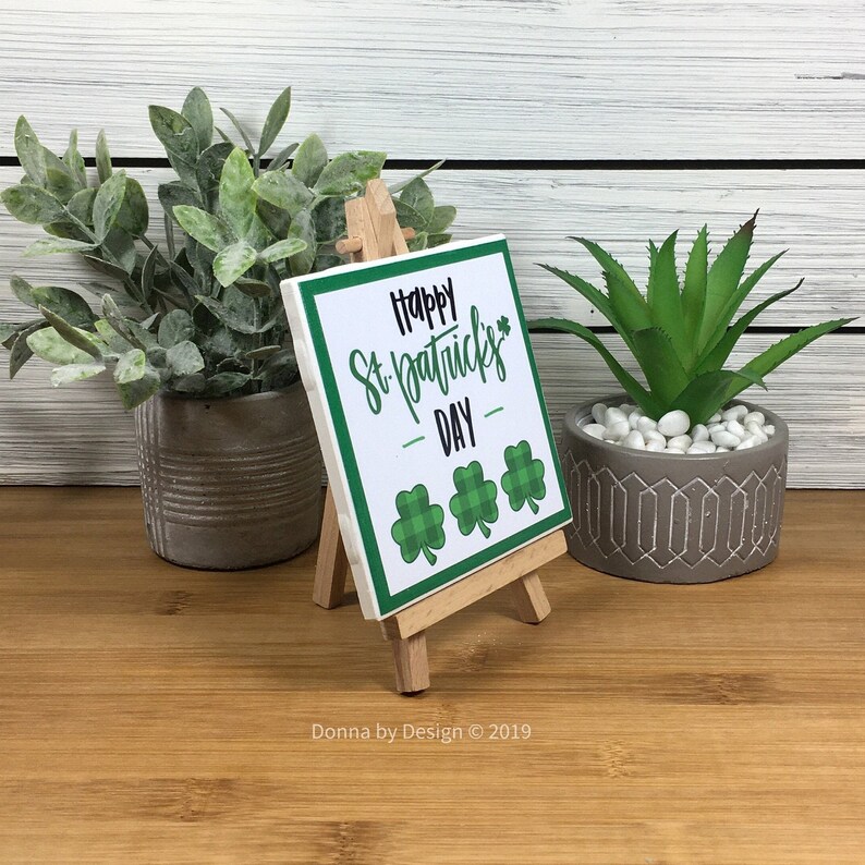 Happy St. Patrick's Day Ceramic Tile Sign With Easel St. | Etsy